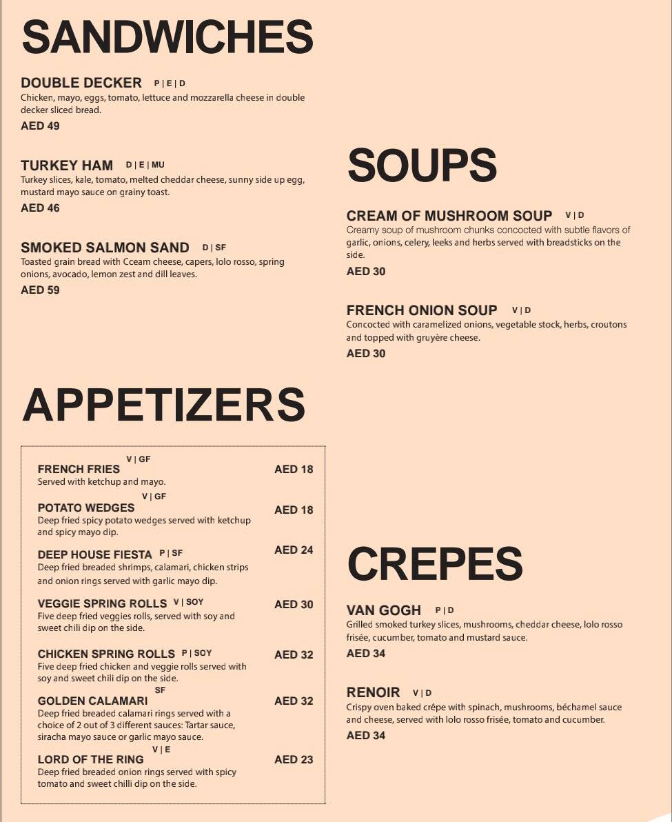 Menu of Art & Dine Restaurant, Emirates Hills, Dubai