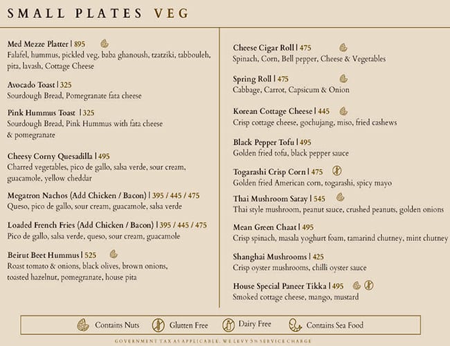 Menu of Under The Mango Tree, Civil Lines, Ludhiana