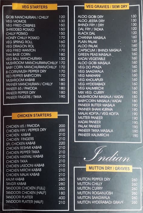 Menu of Saha Chowmein, Sahakarnagar, Bangalore