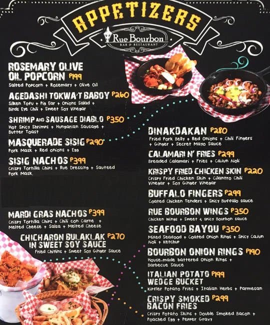 Rue Bourbon Menu, Menu for Rue Bourbon, Tomas Morato, Quezon City ...