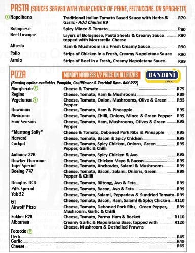 Menu at Harvard Cafe, Germiston, Main Terminal Building