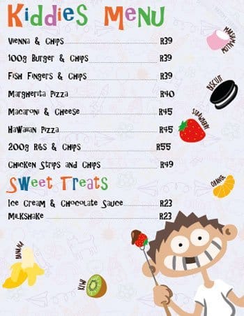 Menu at Harvard Cafe, Germiston, Main Terminal Building