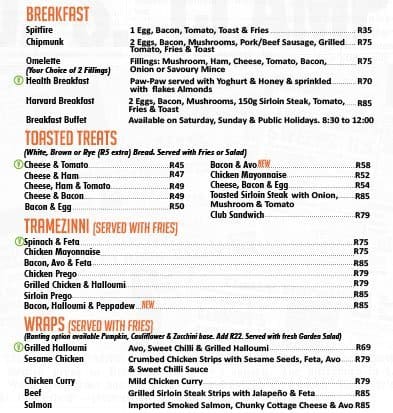 The Harvard Cafe Menu, Menu for The Harvard Cafe, Kempton Park, East ...