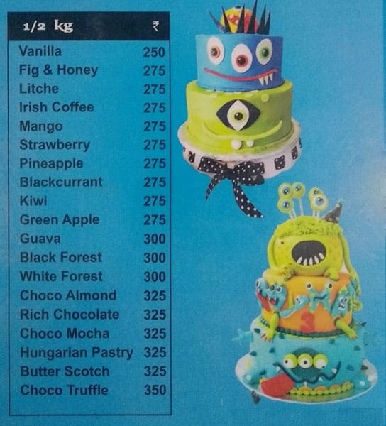 Menu at Blueberry The Cake Cafe, Chennai, 28 Camp Road