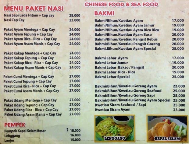 Menu at Bakmi Sakura restaurant, West Jakarta, Mall Seasons City