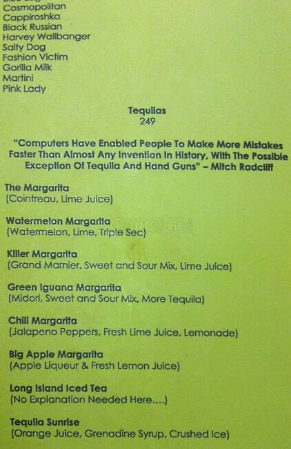 Menu at Slounge - Lemon Tree Hotel, Chandigarh