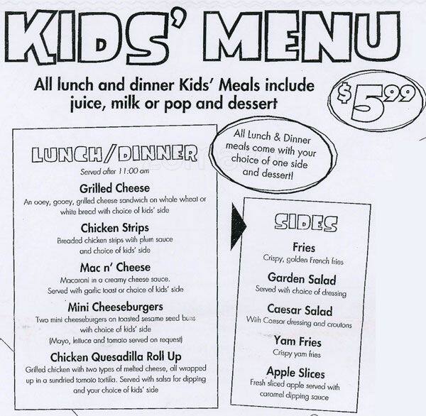 Menu at The Pantry restaurant, North Vancouver, 700 Old Lillooet Rd ...