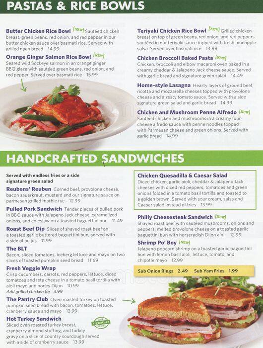 Menu at The Pantry restaurant, North Vancouver, 700 Old Lillooet Rd ...