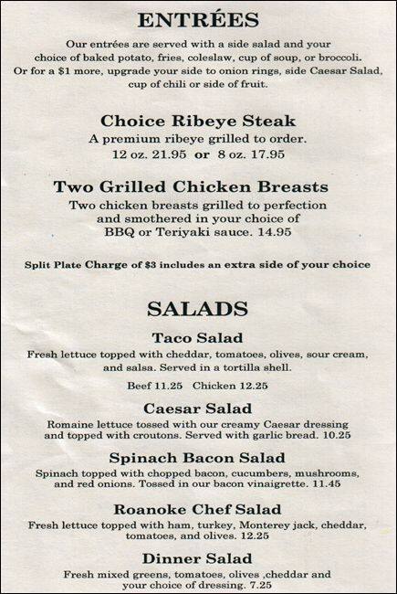 Menu at Roanoke Inn pub & bar, Mercer Island