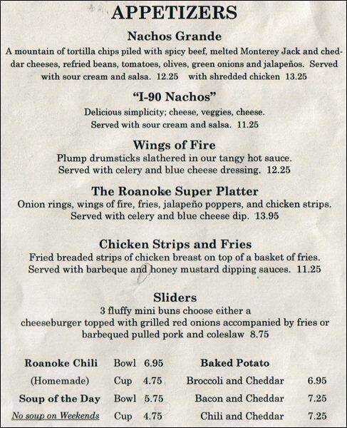 Menu at Roanoke Inn pub & bar, Mercer Island
