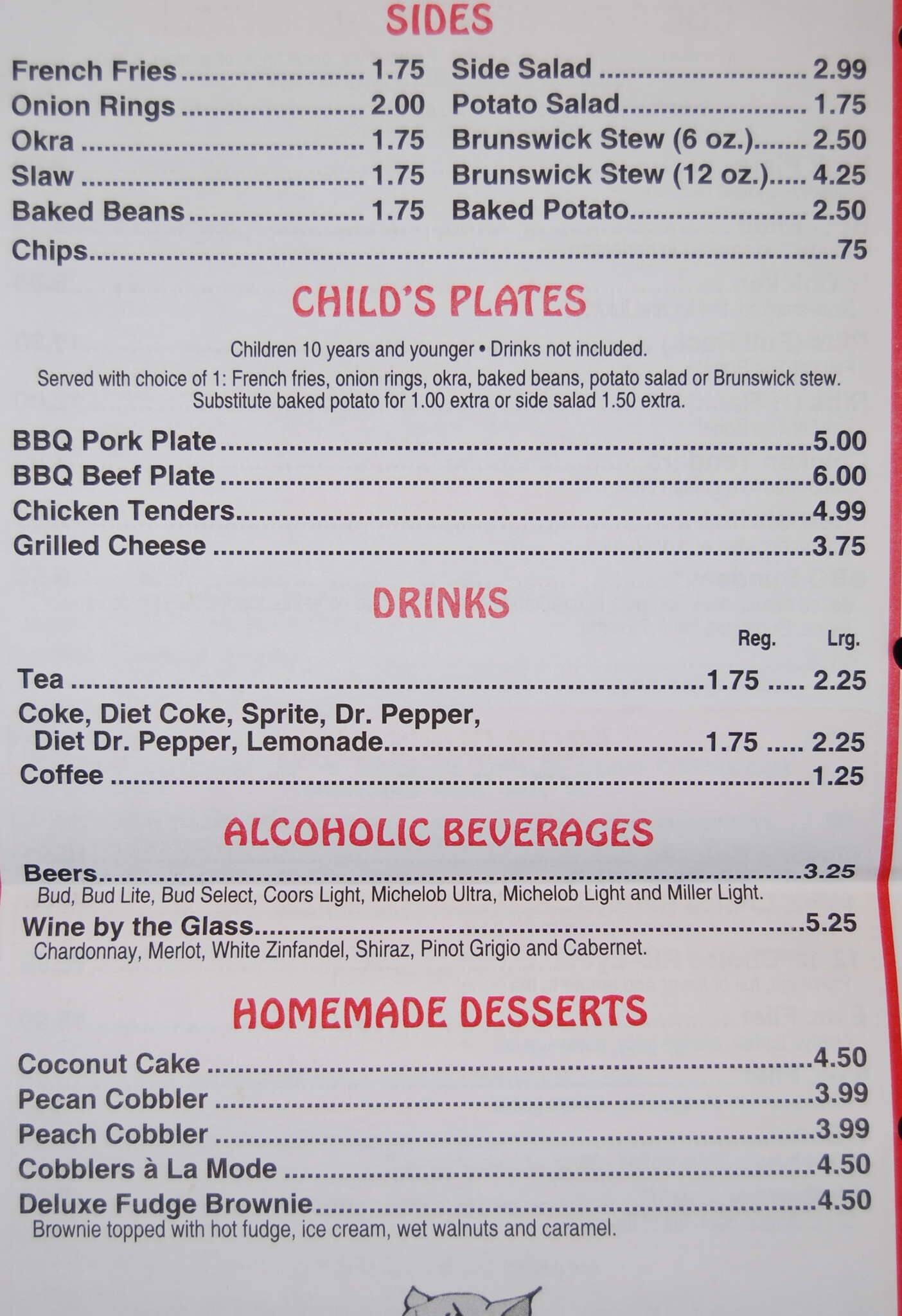 Menu at Dub's High on the Hog BBQ, Calhoun, 349 S Wall St