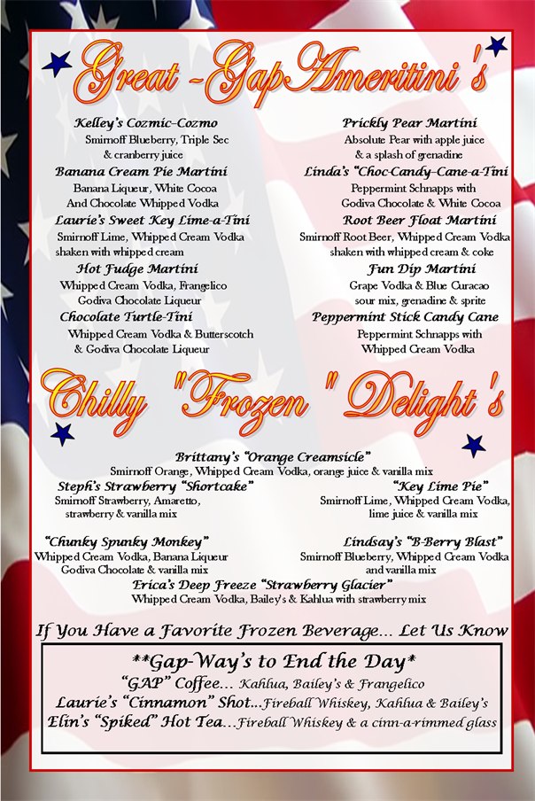 Menu at The Great American Pub, Raynham