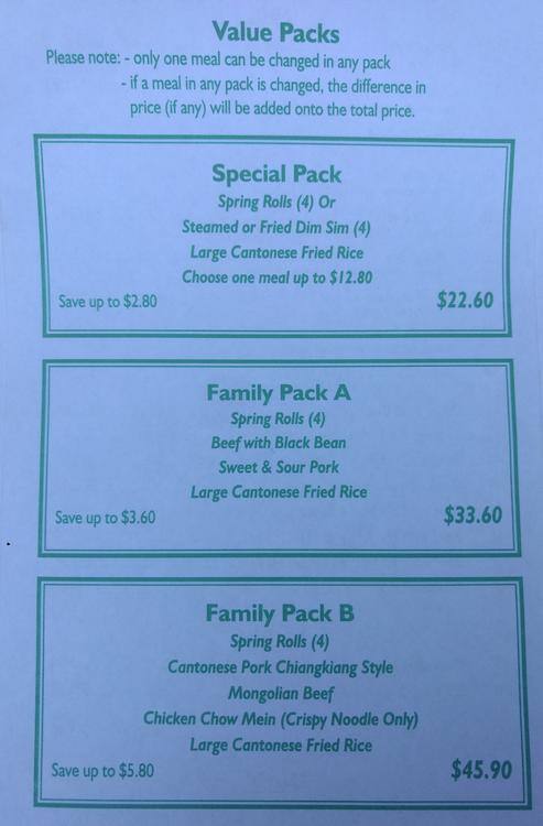 Menu at Dynasty Chinese Take Away restaurant, Margate