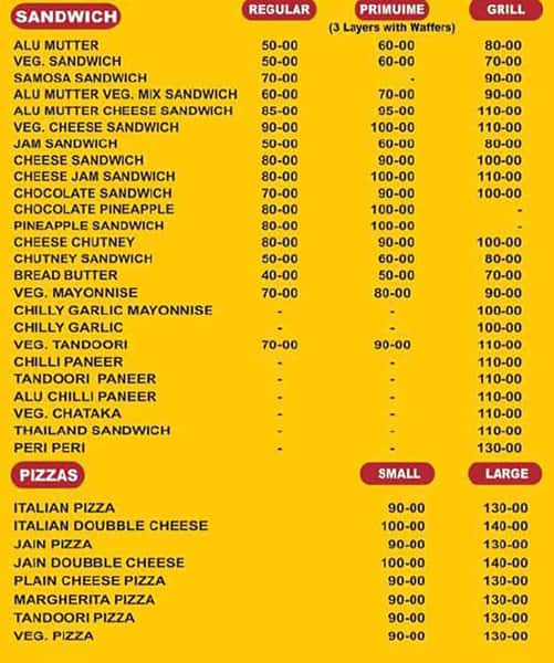 Menu of Baroda Sandwich, Chandkheda, Ahmedabad
