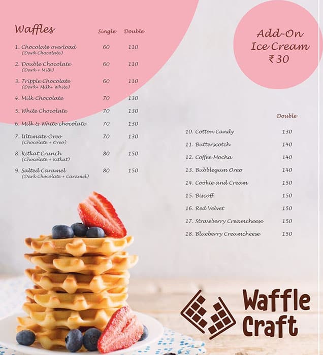 Menu of Waffle Craft, Dadar West, Mumbai