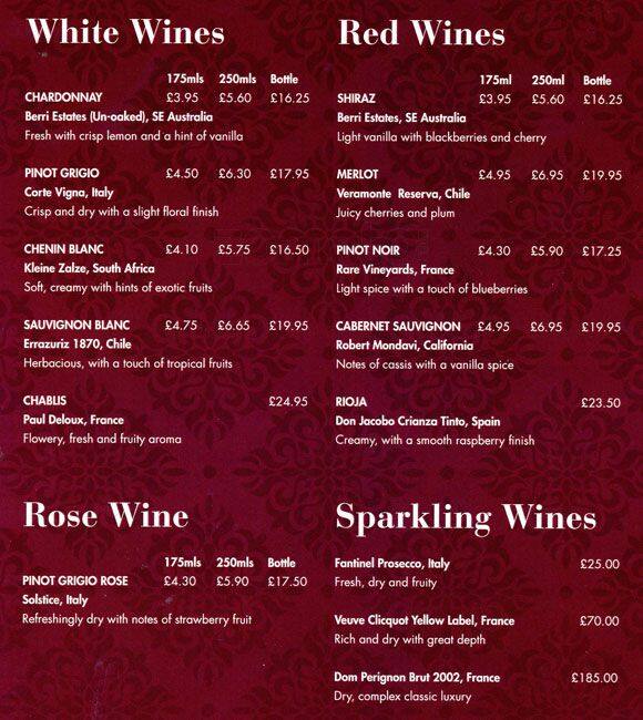 Menu at County Hall Arms pub & bar, London