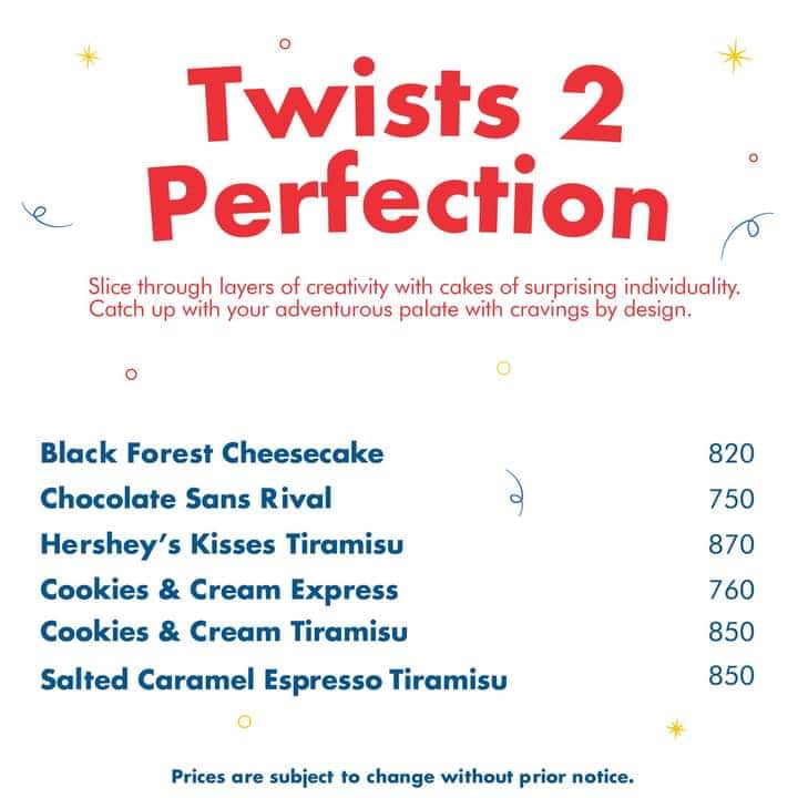 Menu at Cake 2 Go desserts, Quezon City, Congressional Ave