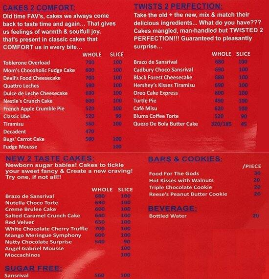 Cake 2 Go Menu, Menu for Cake 2 Go, Project 8, Quezon City - Zomato ...