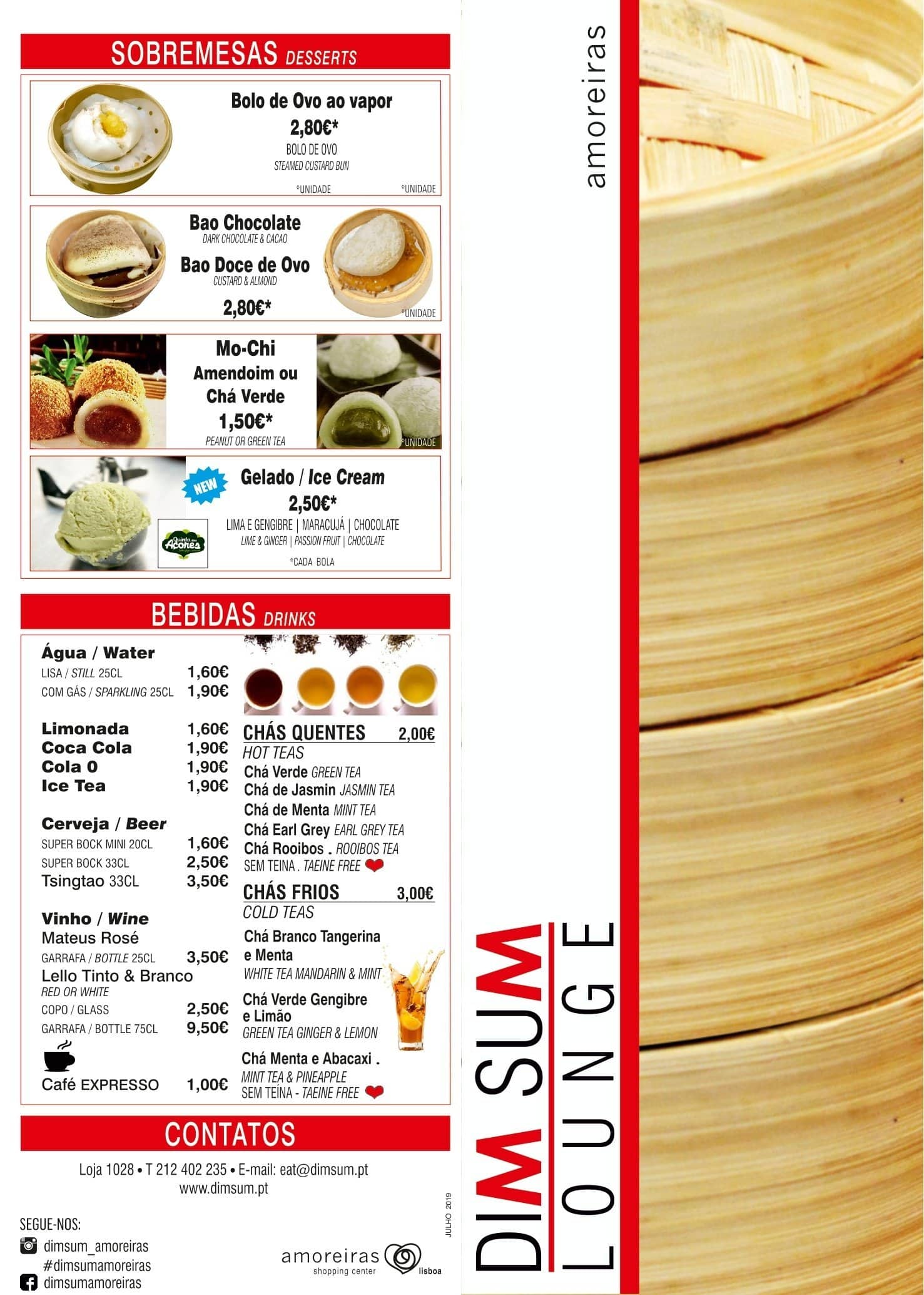 Menu at Dim Sum restaurant, Lisbon