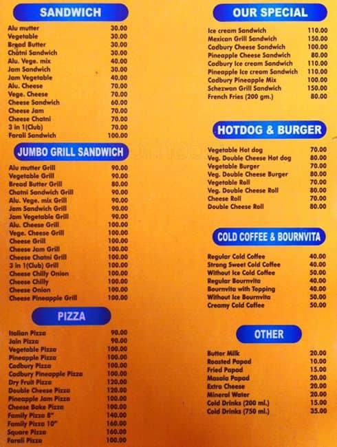 Menu at Manekchowk Foo, Ahmedabad, 19 & 20