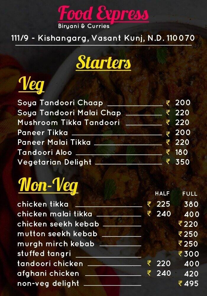 Food Express - Biryani & Curries Menu - Zomato