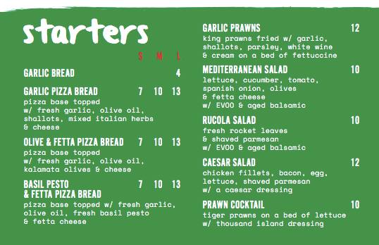 Menu at Zucchini Bro, Greenway