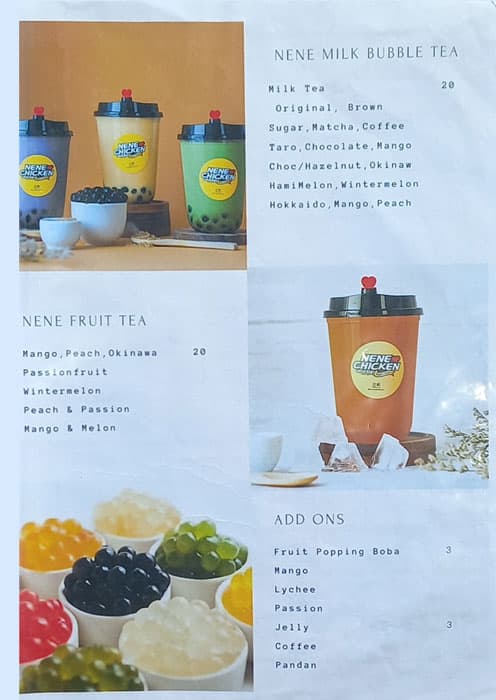 Menu at Nene Chicken restaurant, Dubai