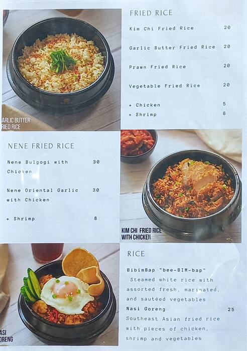 Menu at Nene Chicken restaurant, Dubai