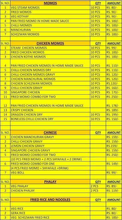 Menu of Paapi Pet, Kaikhali, Kolkata