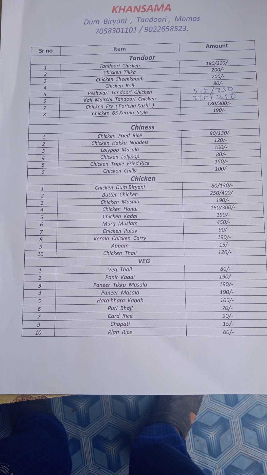 Menu of Khansama, Kharadi, Pune