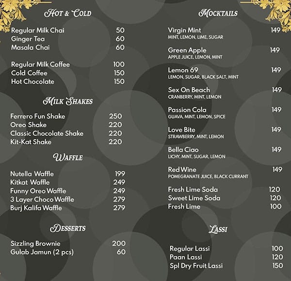 Menu of Dhaba Cafe Nx, Lower Parel, Mumbai