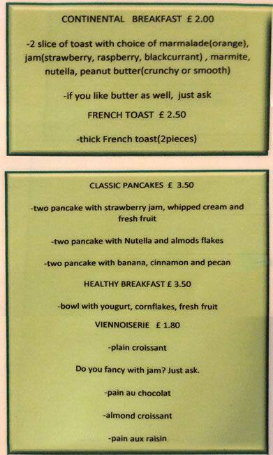 Menu at 49 Cafe, London