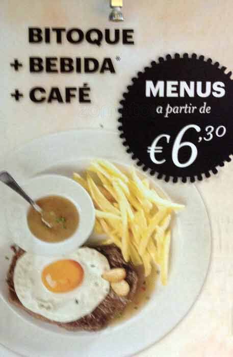 Menu em Bitoque no Ponto restaurante, Lisboa, Centro Comercial Spacio ...