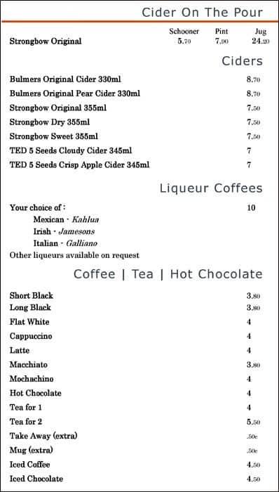 Menu at Flagstaff Hotel pub & bar, Darlington