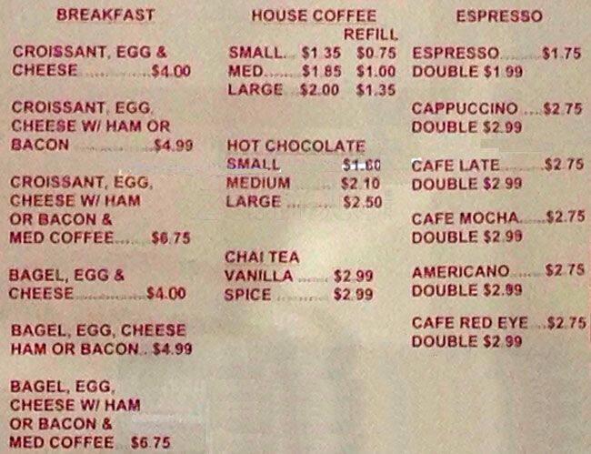 Menu at Lee's Donuts, Alameda