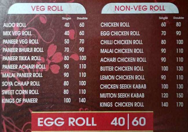 Menu at RS KING ROLL, Gurugram