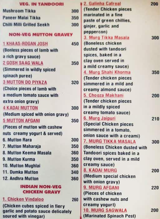 Menu of Zeeshan Multicusine Restaurant, Thuraipakkam, Chennai