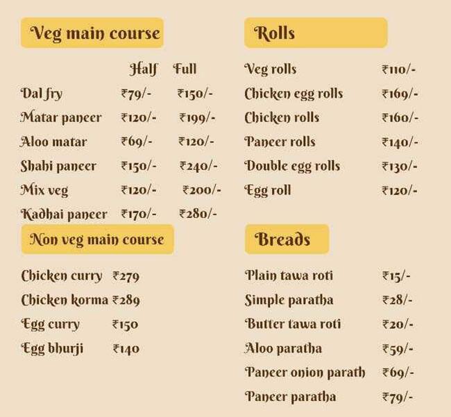 Menu of GT Kitchen, Sigma 2, Greater Noida