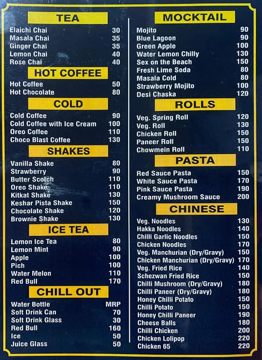 Menu of Royal Hub, Malviya Nagar, Jaipur