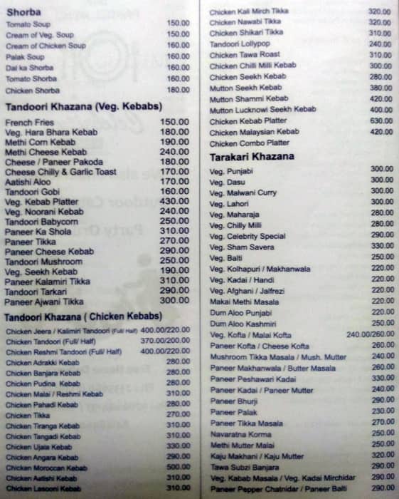 Menu of Celebrity, Vasai, Mumbai