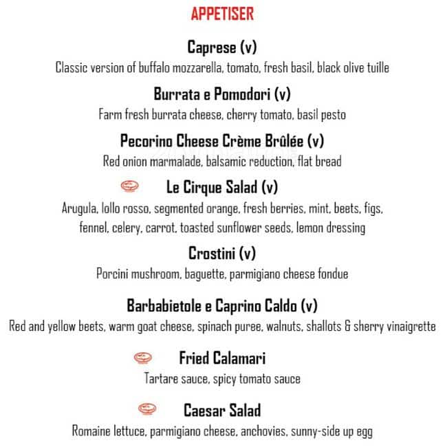 Le Cirque Signature - The Leela Palace Menu - Zomato