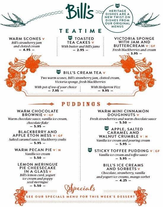 Menu At Bill s RESTAURANT AND BAR London