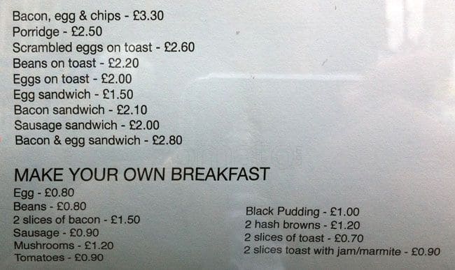 Menu at Cafe Apollonia, Croydon