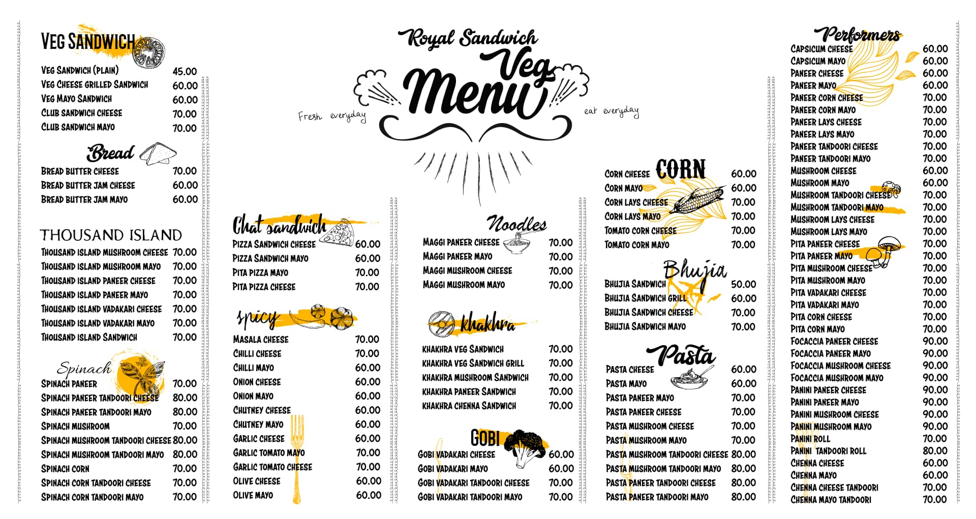 Royal Sandwich Shop Menu, Menu for Royal Sandwich Shop, Alwarpet ...