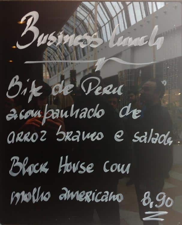 Menu at Block House BBQ, Lisbon