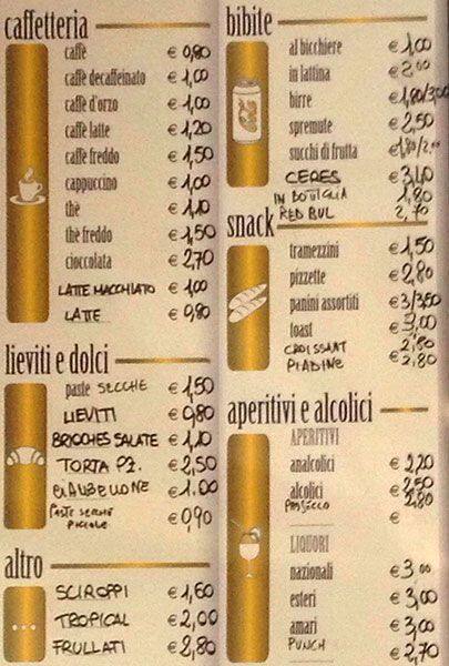 Menu at Snack Bar - Magic Caff Snc, Rome, Via Antrodoco