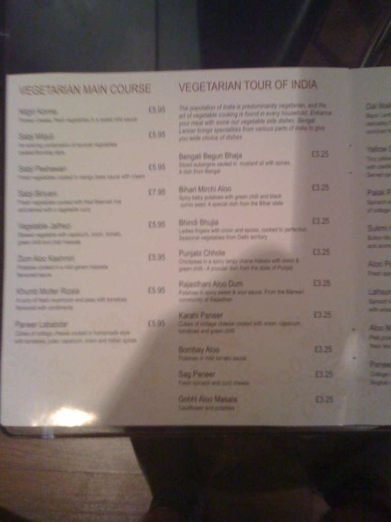 Menu at Bengal Lancer restaurant, Esher