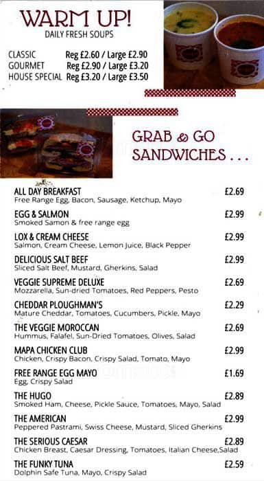 Menu at Mapa Cafe, London, 8qp