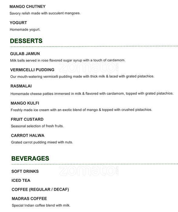 Menu at Mayuri Indian Cuisine restaurant, Redmond, Bel-Red Rd