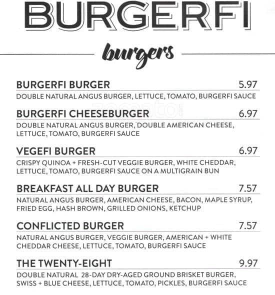 BurgerFi Menu, Menu for BurgerFi, Glenview, Chicago - Urbanspoon/Zomato
